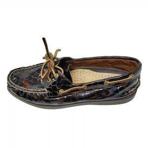 Sperry | Shoes | Sperry Top Sider Patent Leather Brown Croc Loafer ...